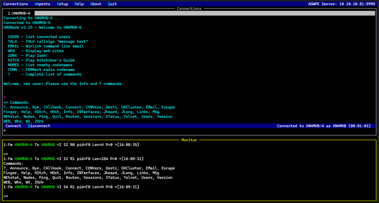 Connect to a Packet Radio BBS Node with KISS or AGWPE TNC Windows/Linux ...